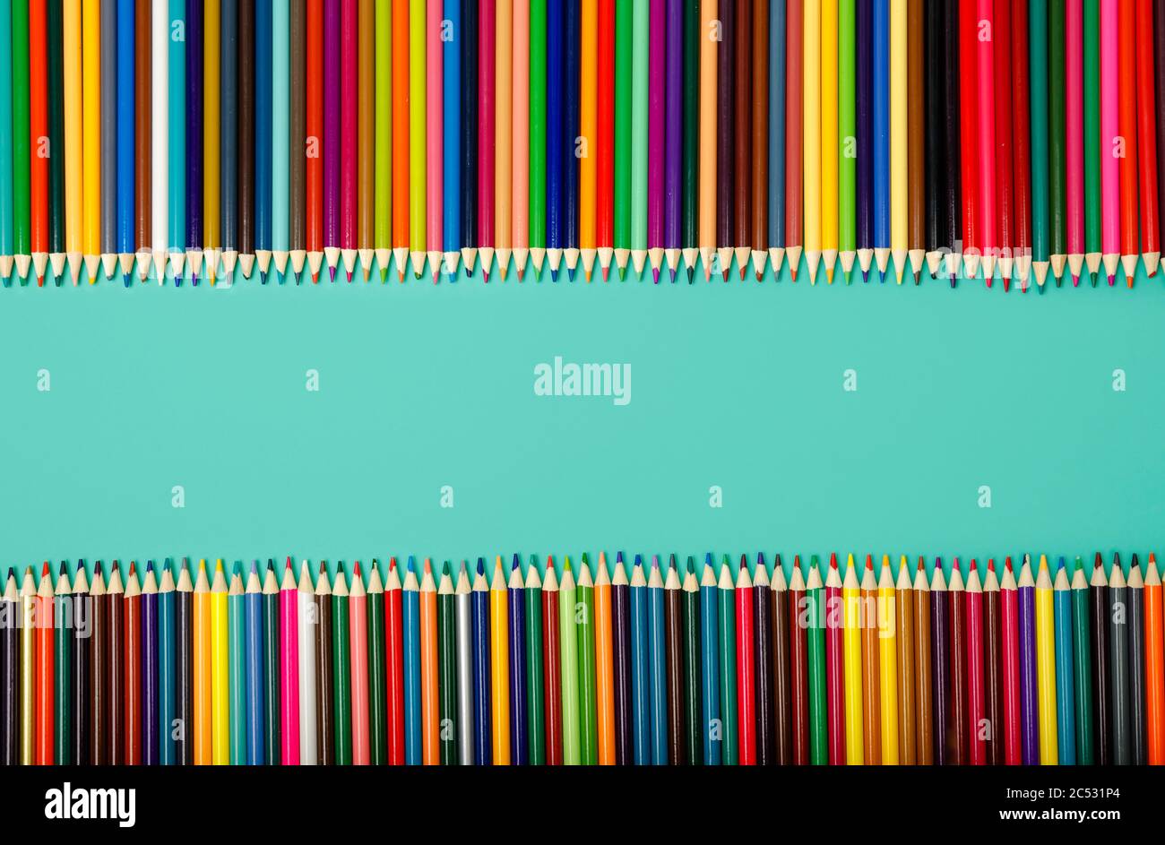 School background. Color pencils on blue background. Layout for text ...