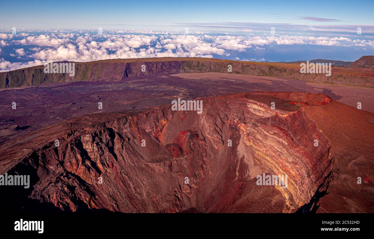 Piton de la Fournaise volcano, Reunion island, indian ocean, France ...