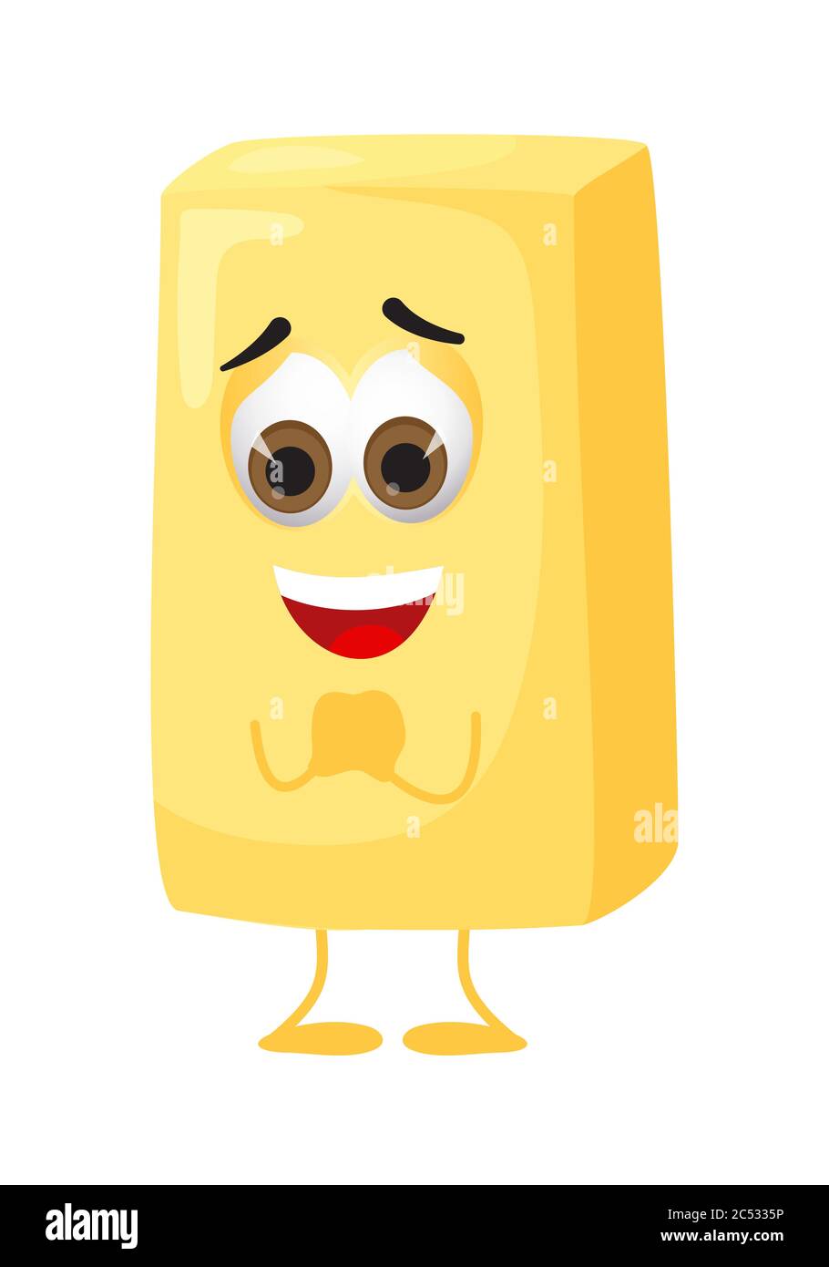 Funny Piece of Butter with eyes on white background, funny products ...