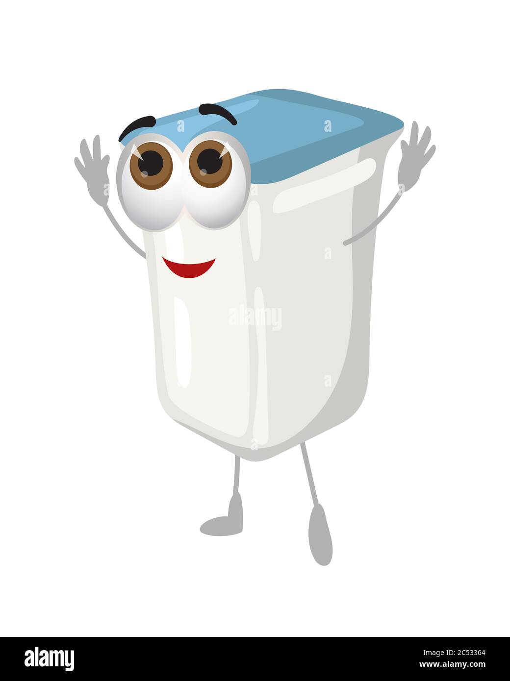 Funny Yogurt with eyes on white background, funny products series, flat ...