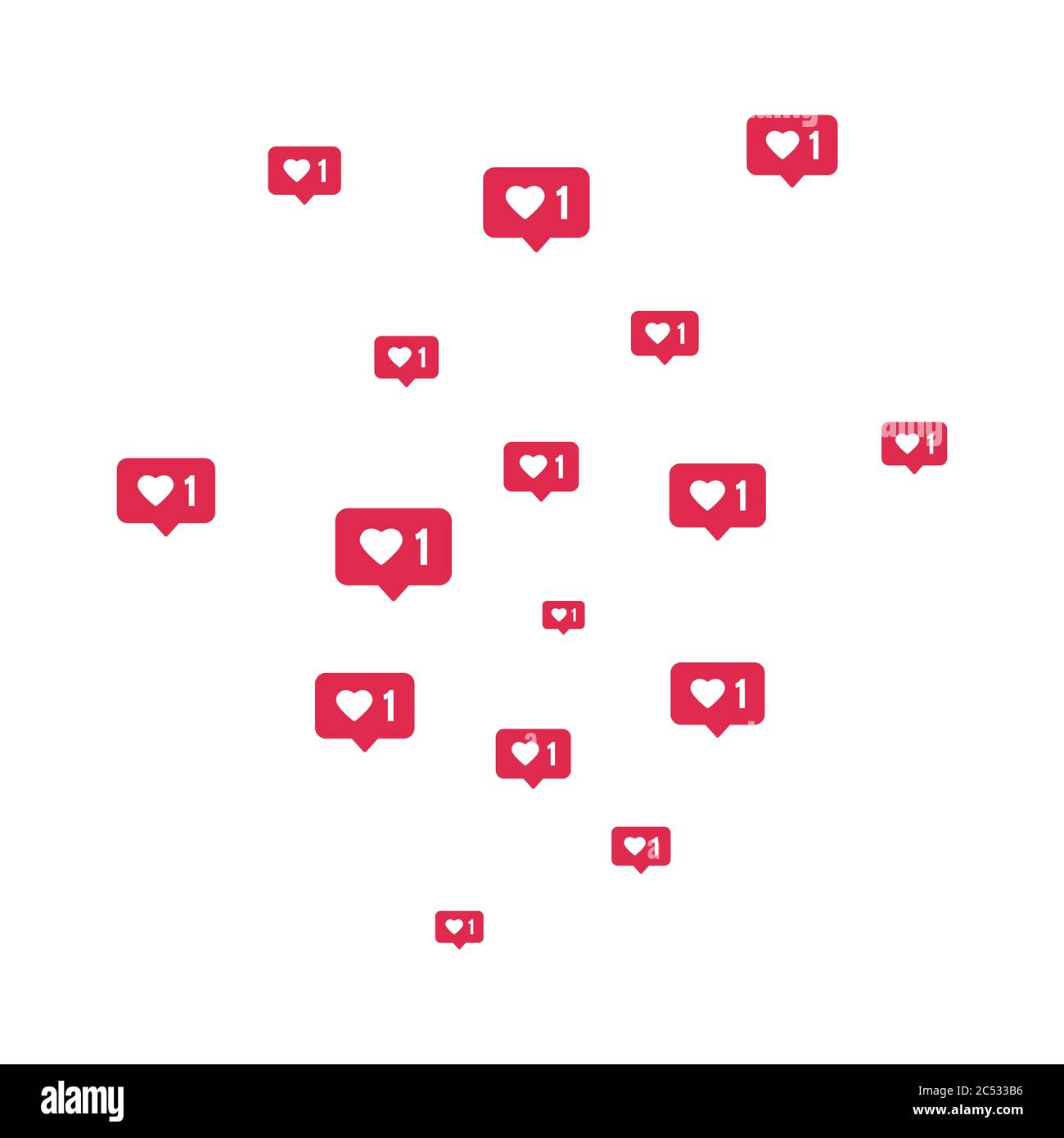 Social media elements composition. Counter notification border. Like ...