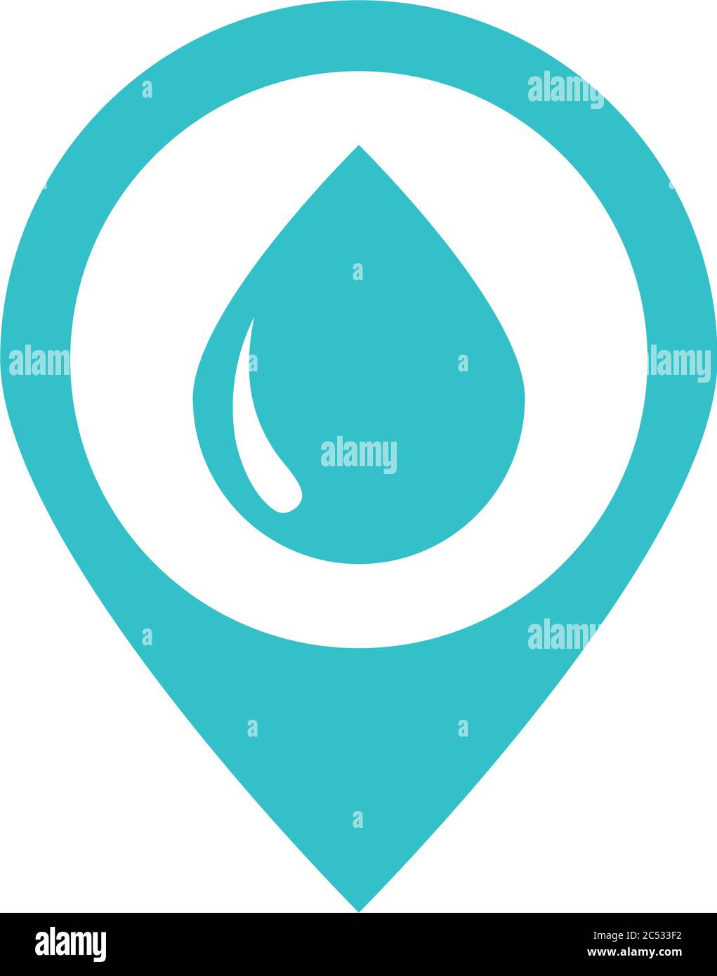 location pointer water drop nature liquid blue silhouette style icon ...