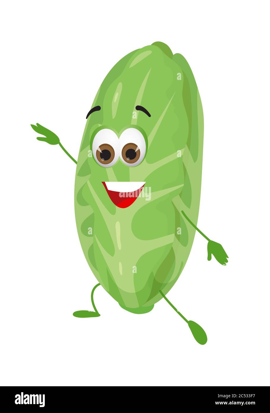 Funny Cabbage with eyes on white background. Cartoon funny vegetables ...