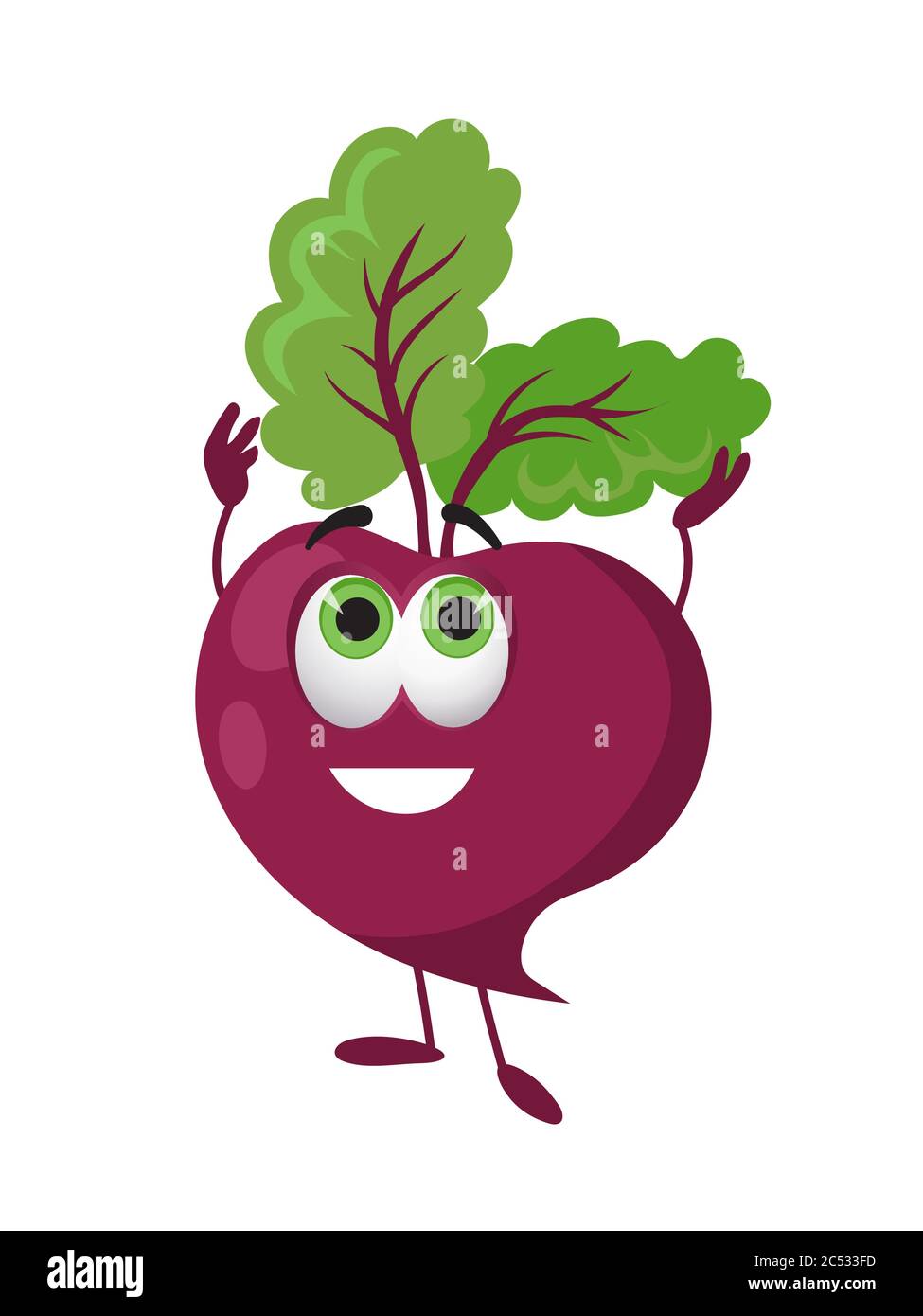Funny Beetroot with eyes on white background. Cartoon funny vegetables ...