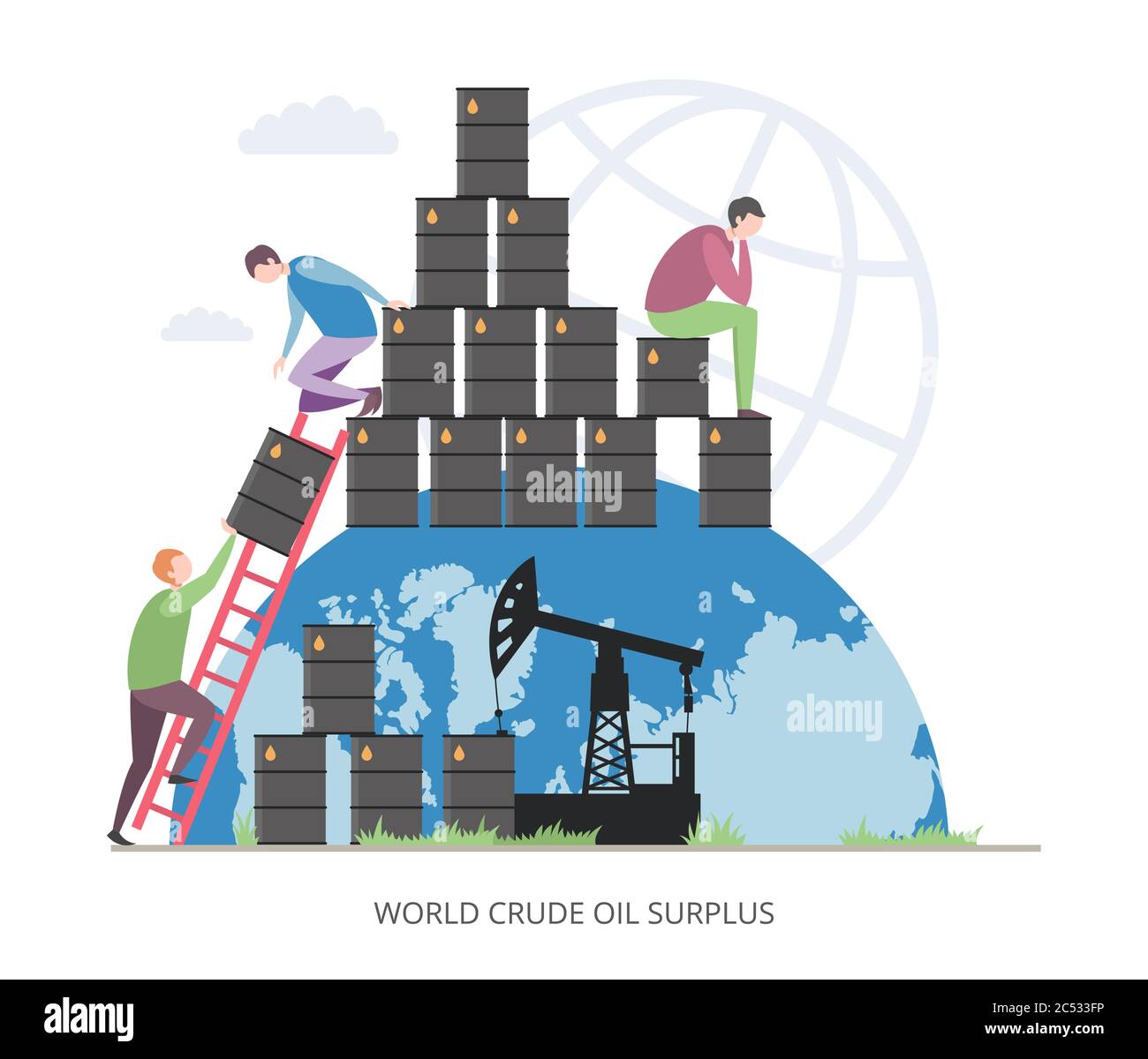 World Crude Oil Surplus concept, flat vector illustration Stock Vector ...