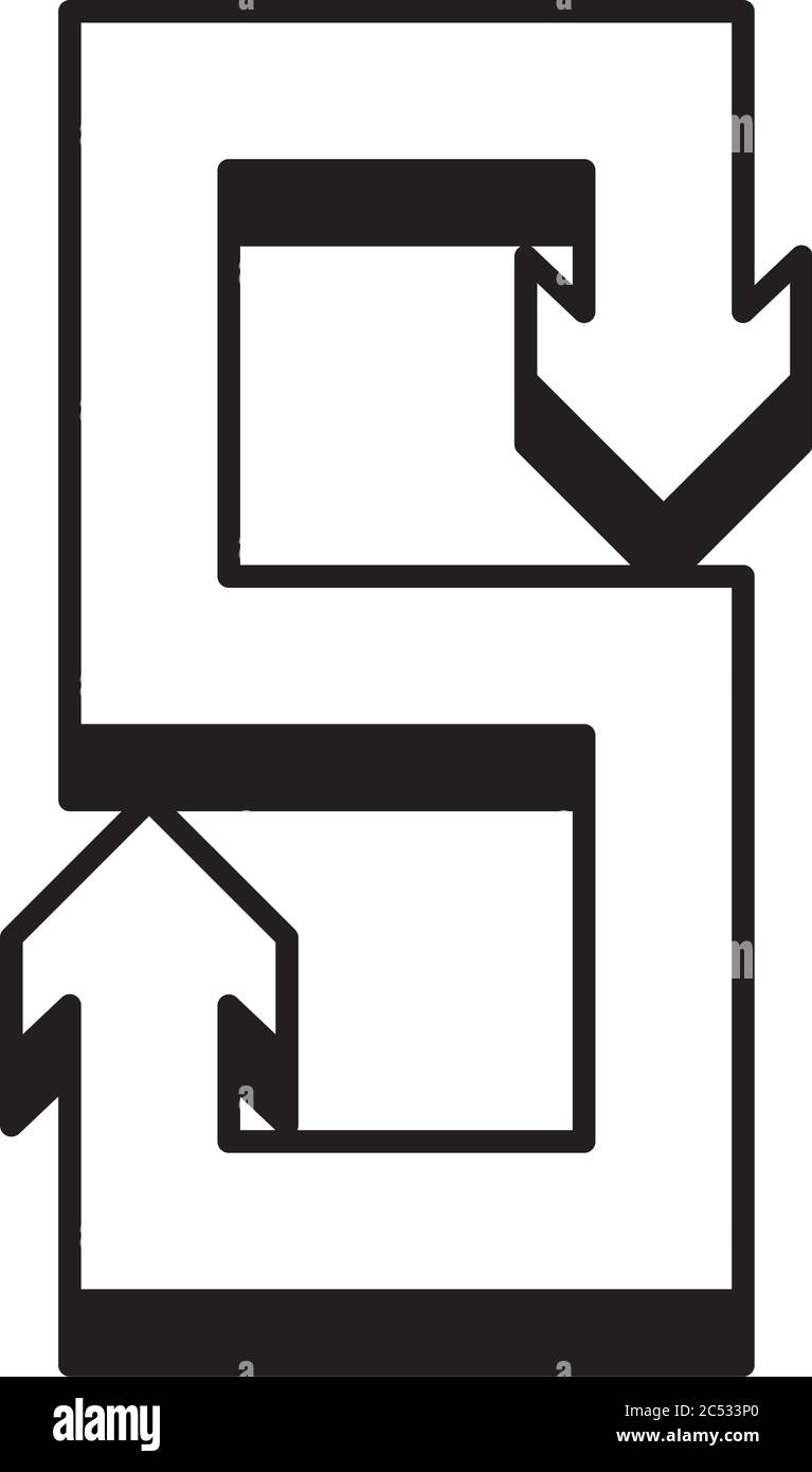 flexible s arrow icon over white background, line style, vector ...