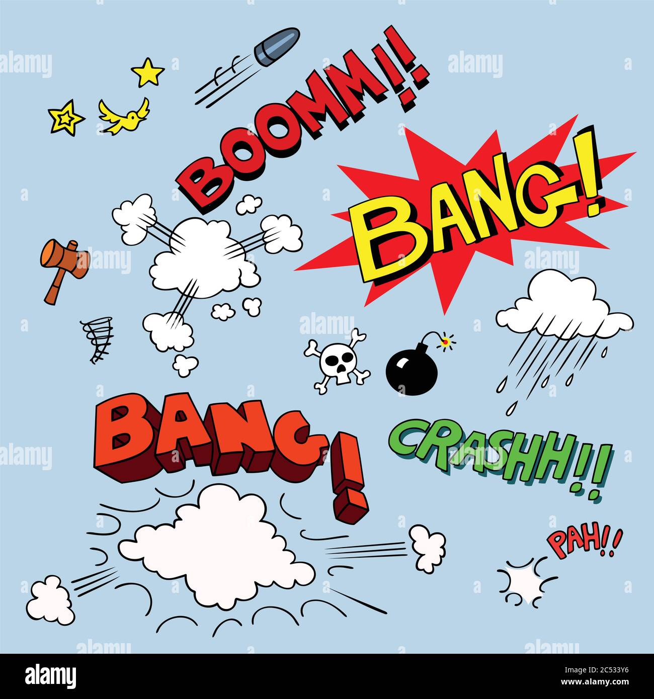 Set of comic style sound symbols. Vector illustration Stock Vector ...