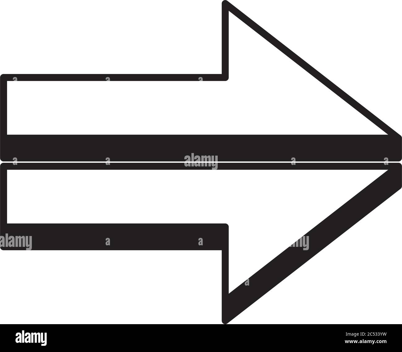 cutted arrow icon over white background, line style, vector ...