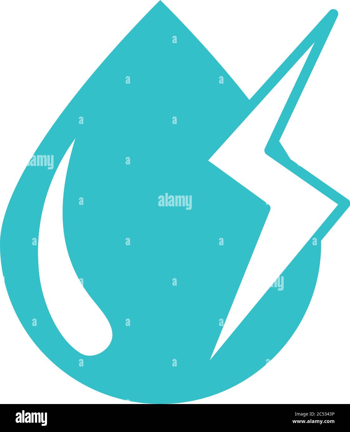 water drop thunderbolt weather nature liquid blue silhouette style icon ...