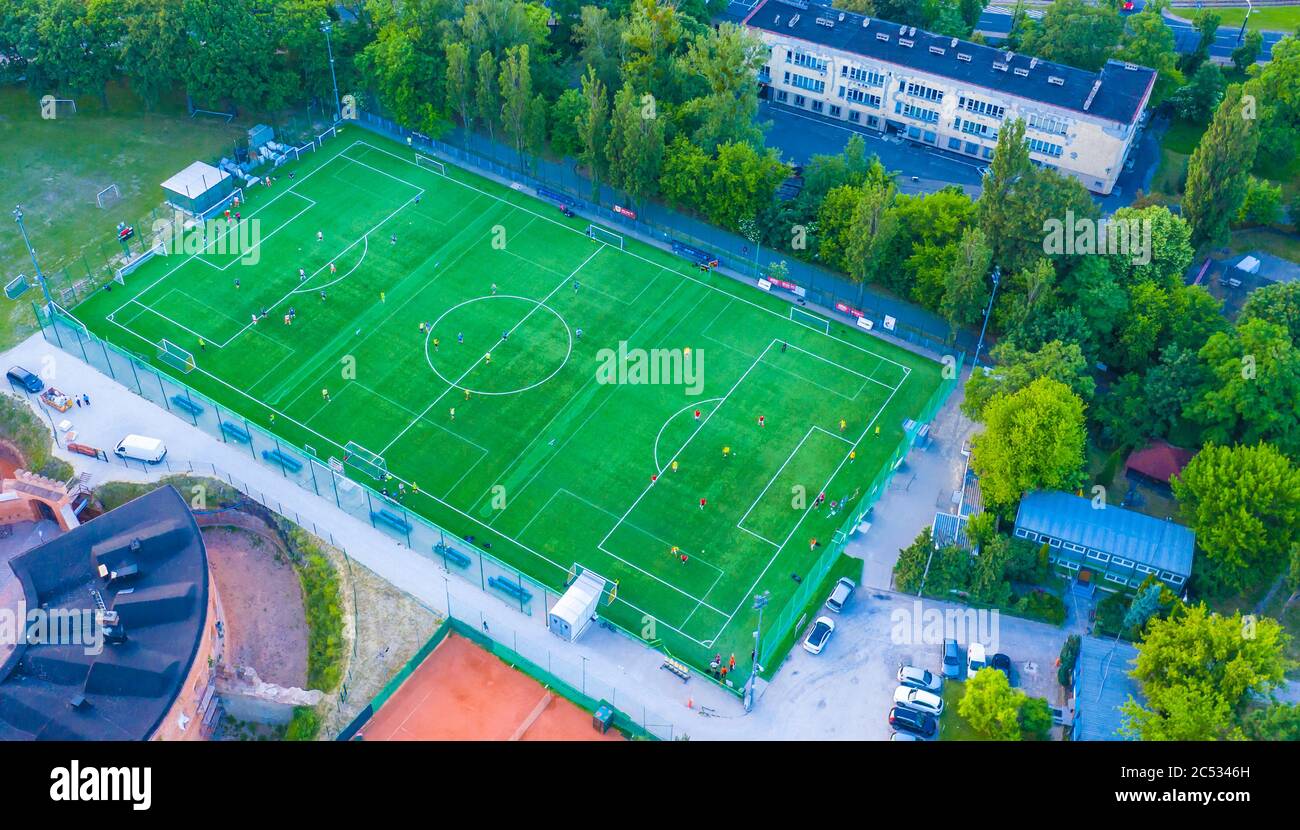 Aerial view on football stadium Stock Photo - Alamy