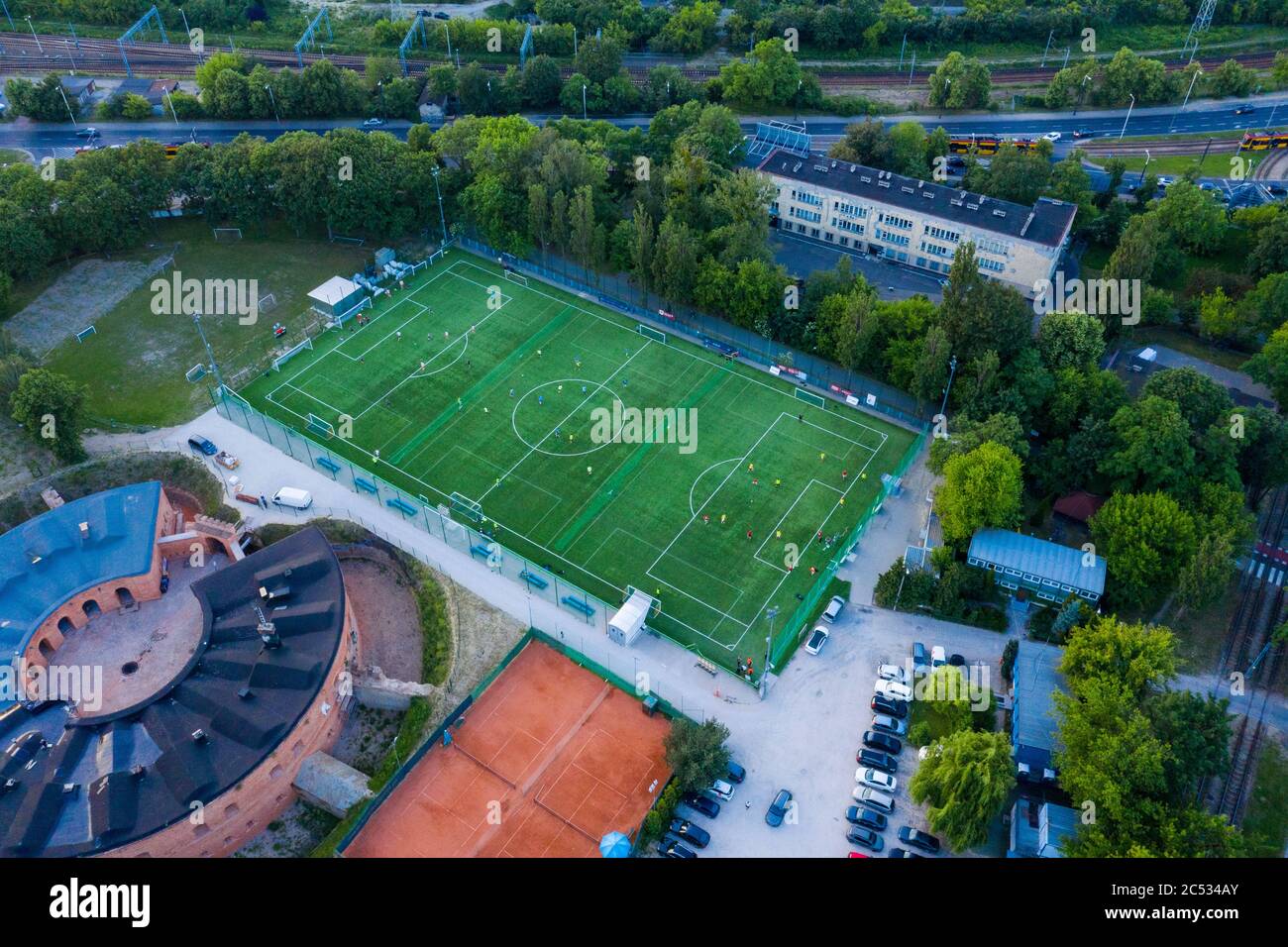 Aerial view on football stadium Stock Photo - Alamy