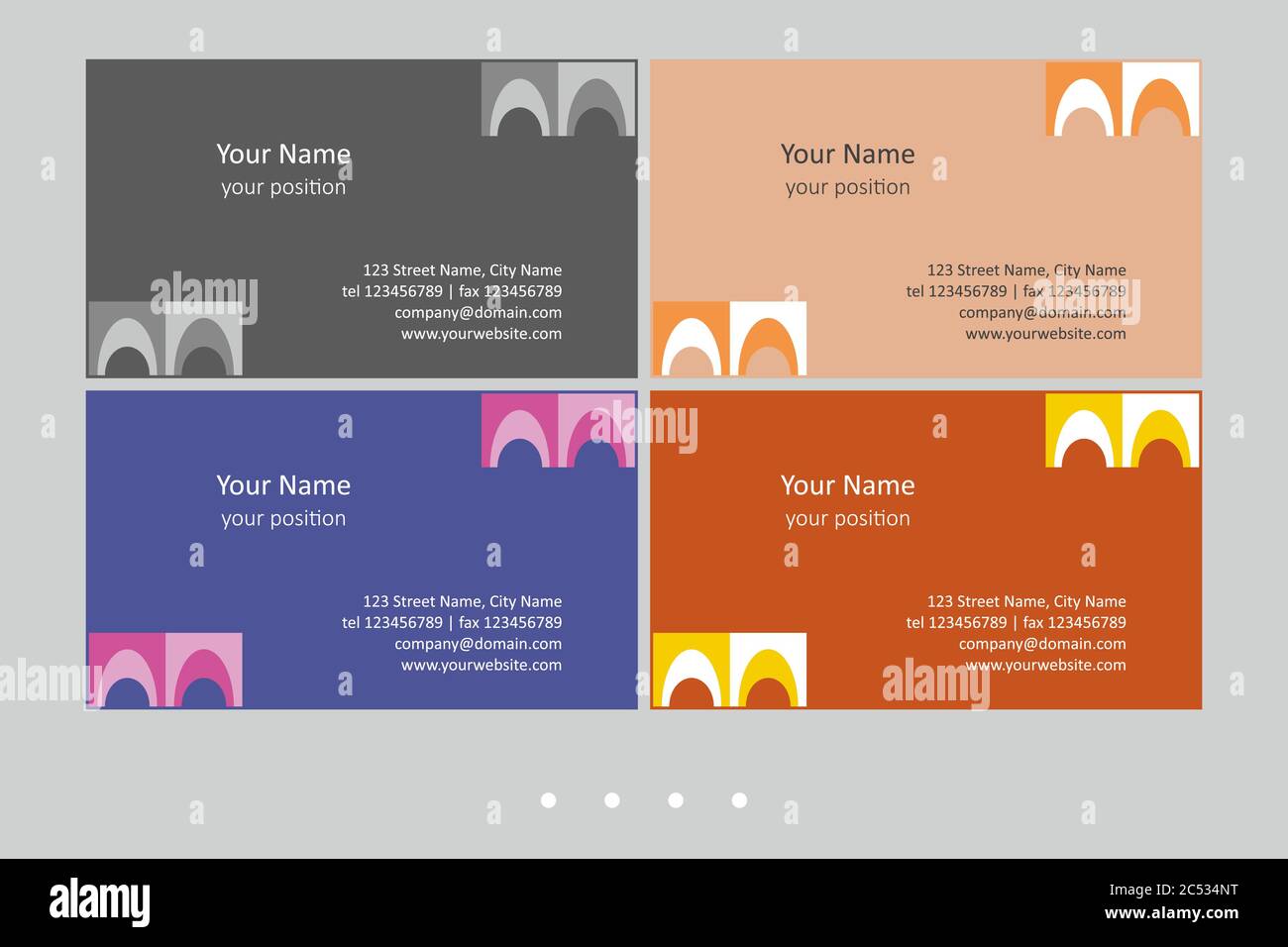 Colorful business card template. Timeless geometric style in four ...