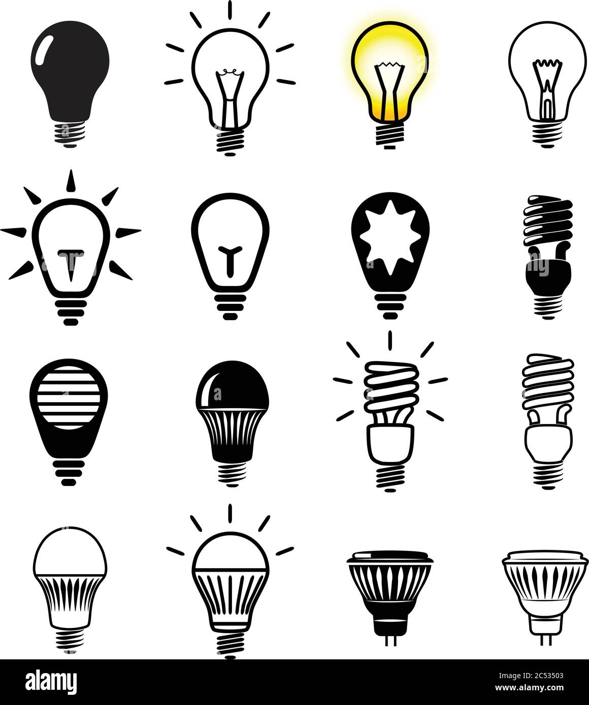 Set of light bulbs icons. Vector illustration Stock Vector Image & Art - Alamy