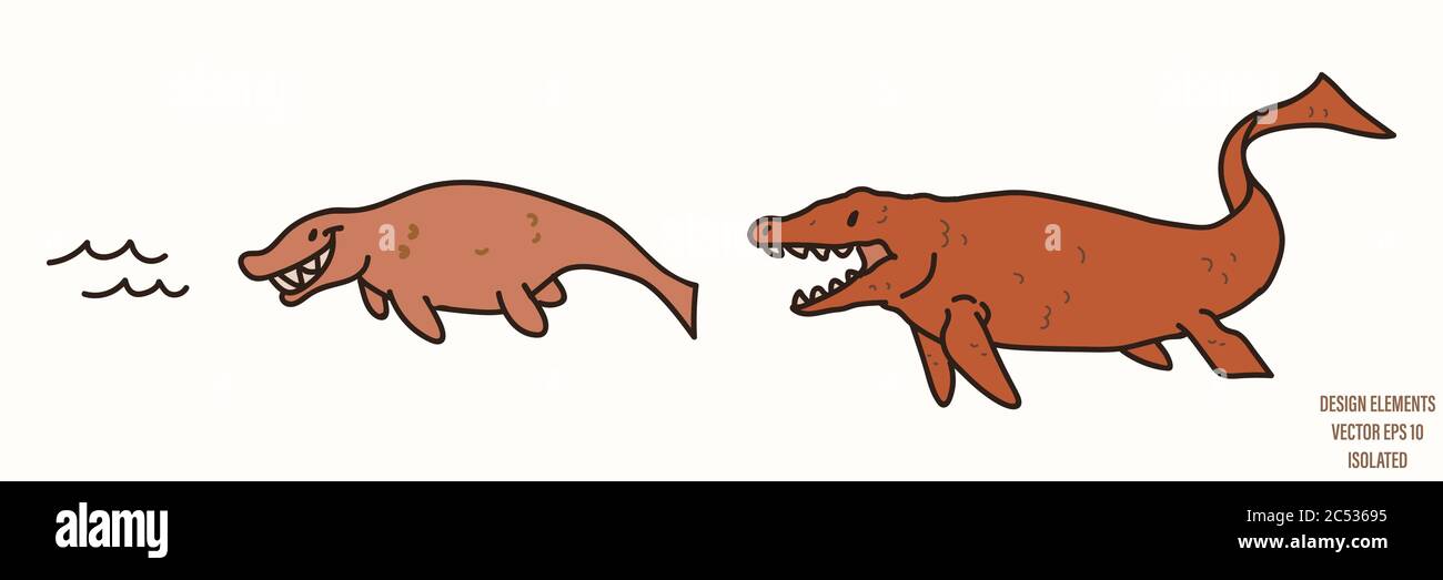 Mosasaurus dinosaur gender neutral baby illustration clipart. Simple ...