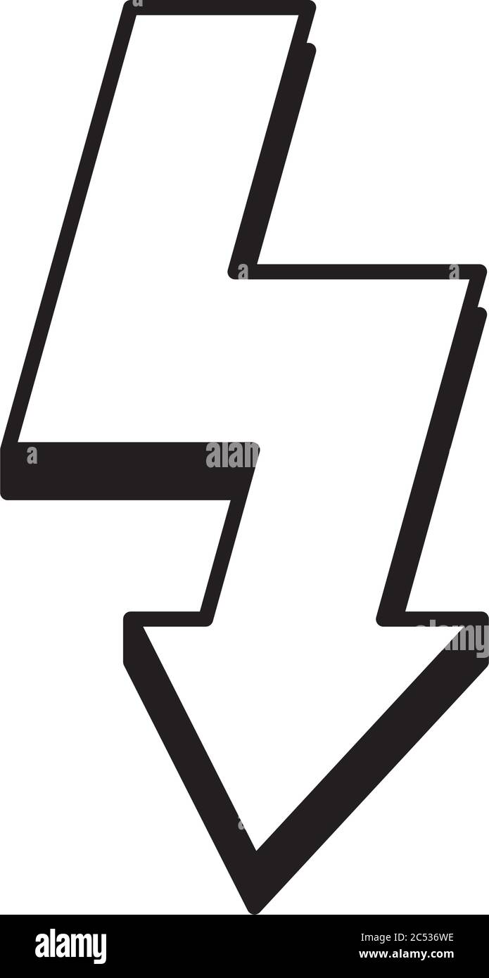 Lightning Arrow icon over white background, line style, vector ...