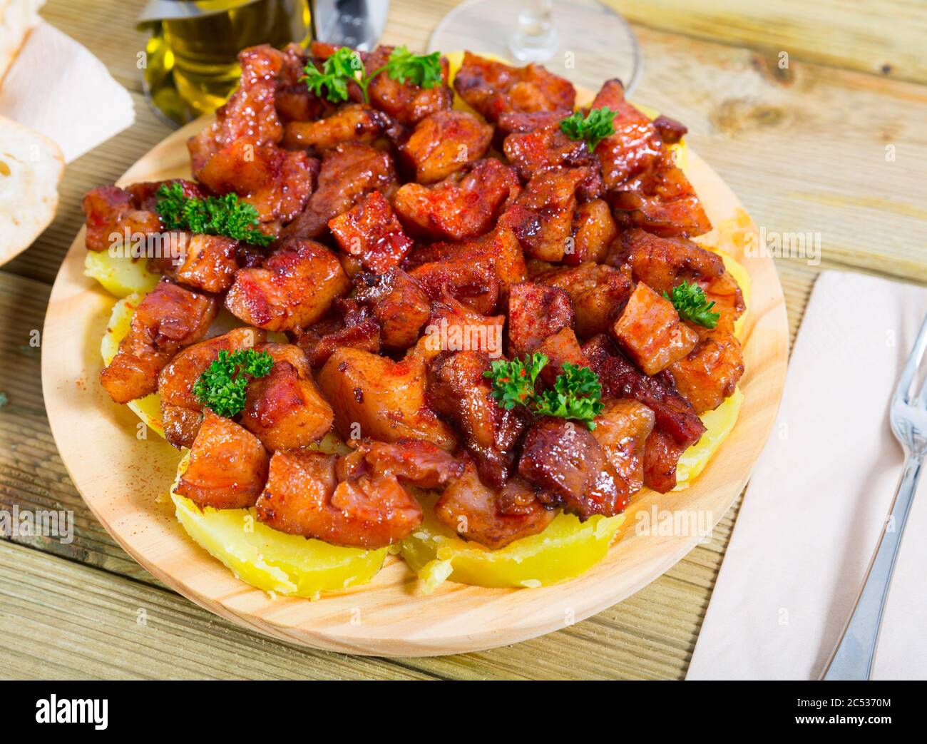 Morro de cerdo a la gallega - spanish dish. Roast nose and cheek pigs ...