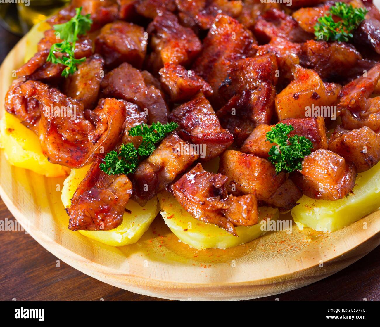 Morro a la gallega. Typical Spanish dish from Galicia of roasted cut ...