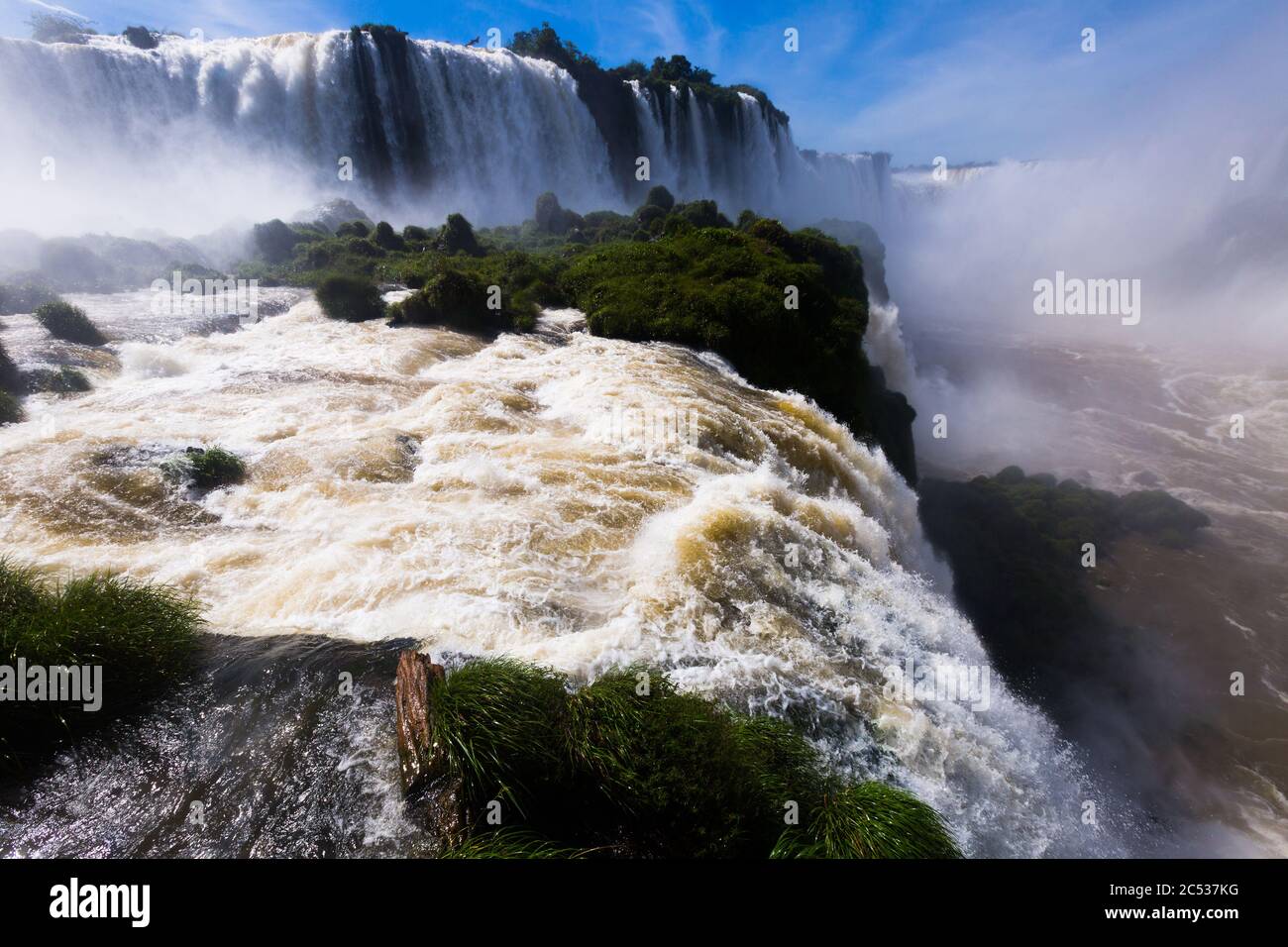 General view on the grand Iguazu Waterfalls system in Brazil Stock ...
