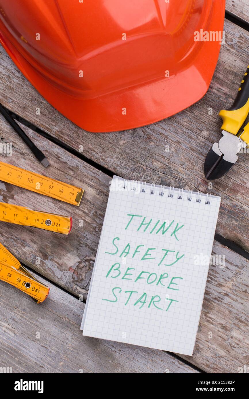 Think safety before start Stock Photo - Alamy