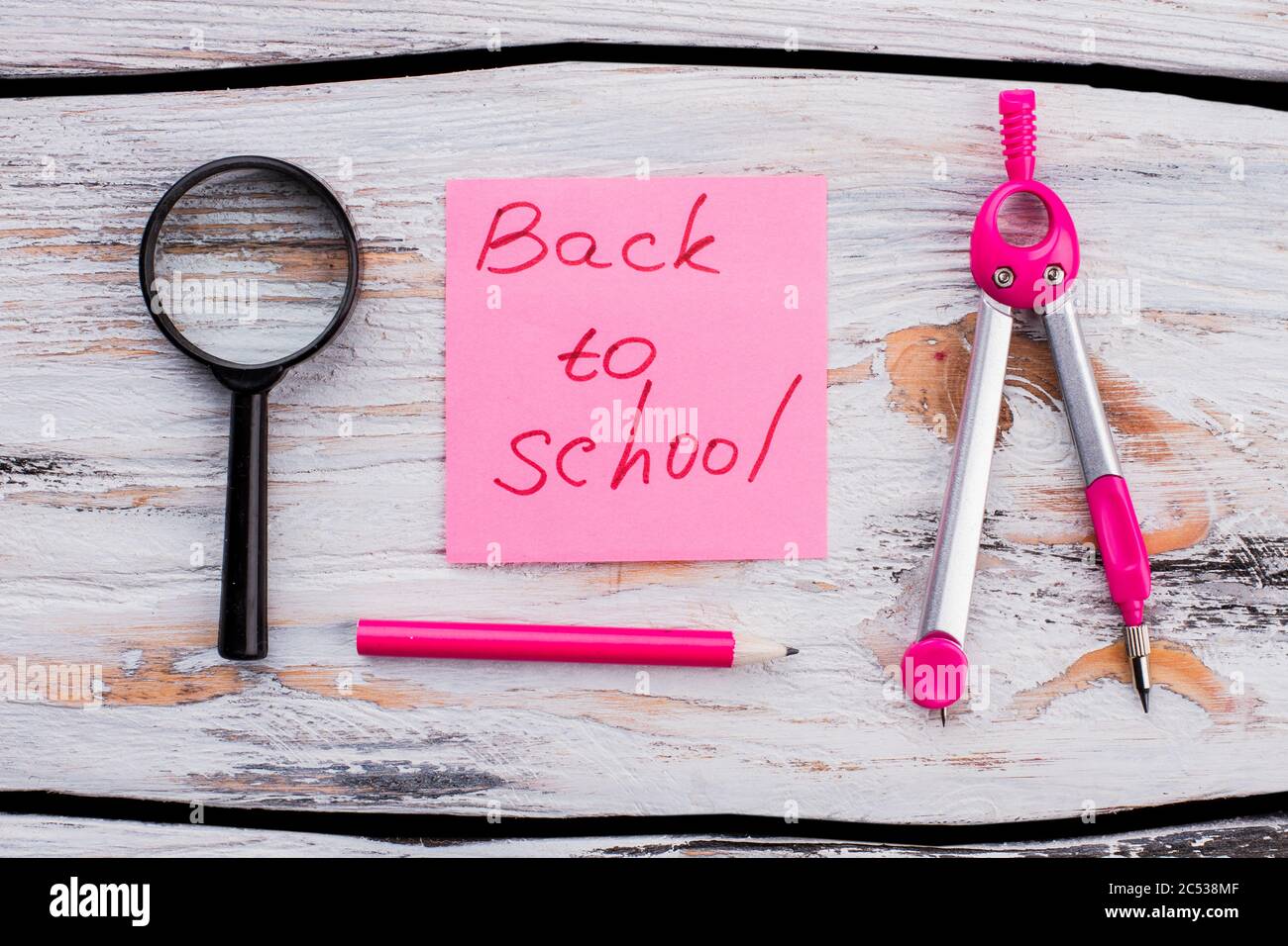 Geometry set with compass and pencil with glass magnifier Stock Photo ...
