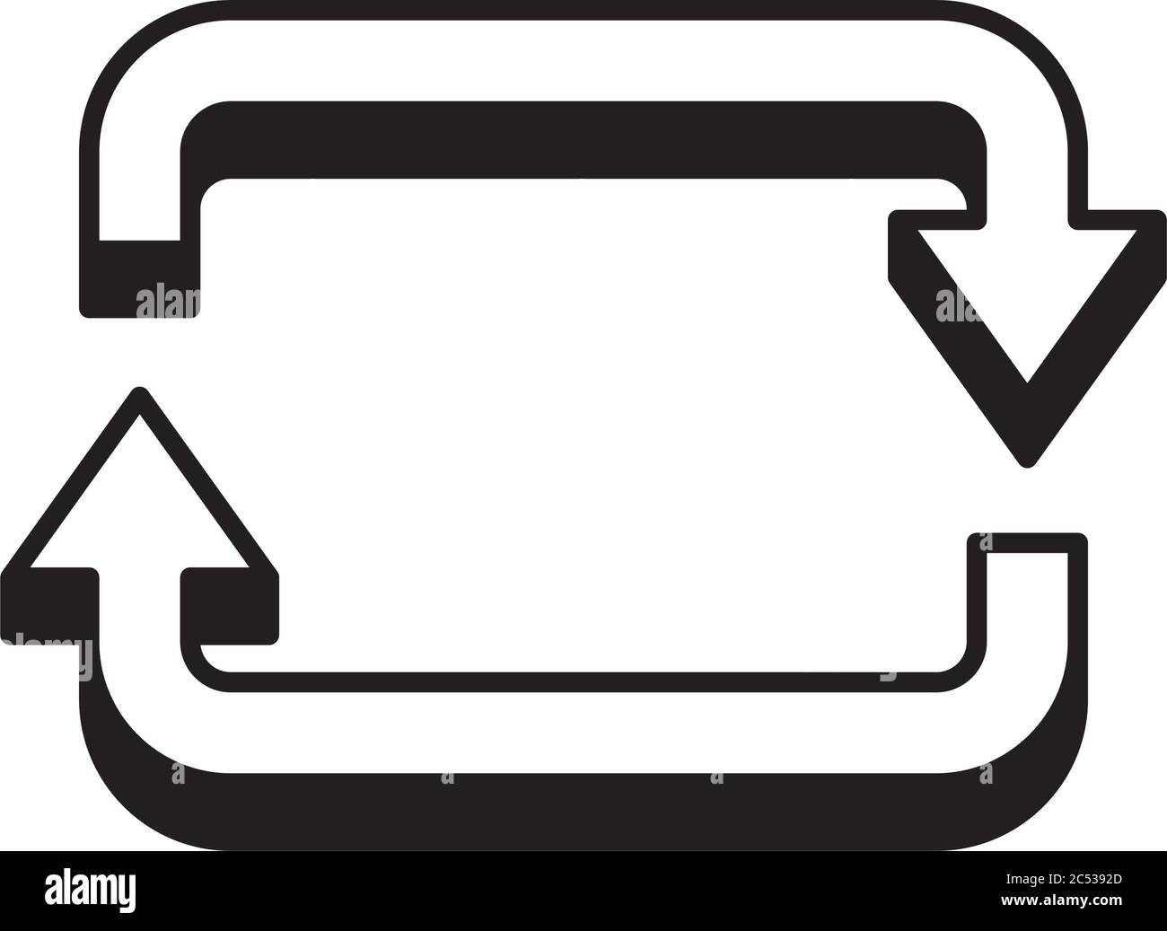 squared sync arrows icon over white background, line style, vector ...