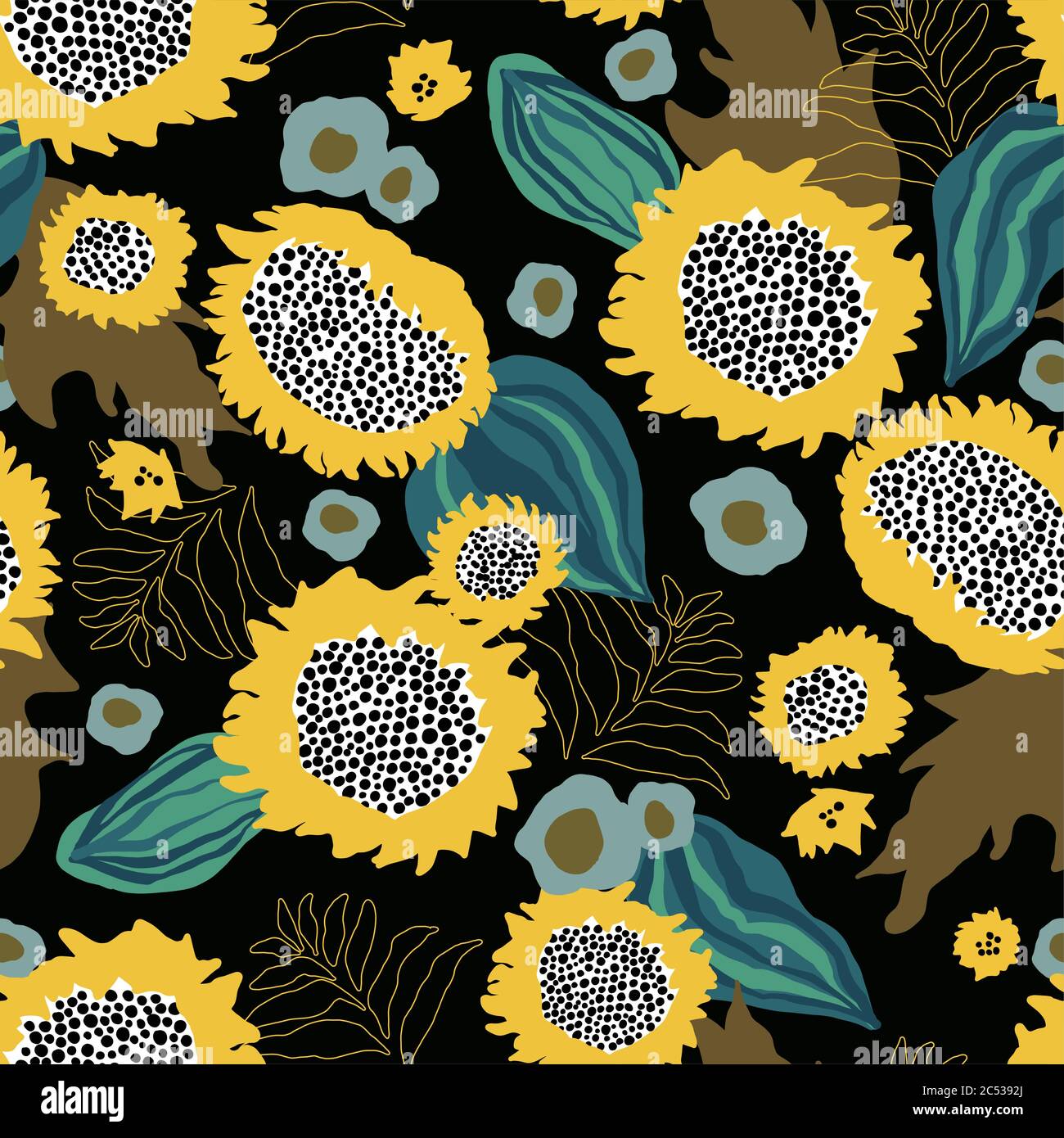 Vector abstract sunflower seamless repeat pattern Stock Vector Image ...