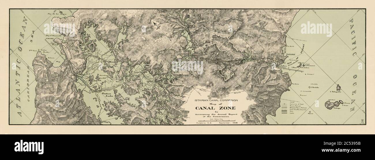 Isthmian Canal Commission Map of the Panama Canal Zone Stock Photo - Alamy