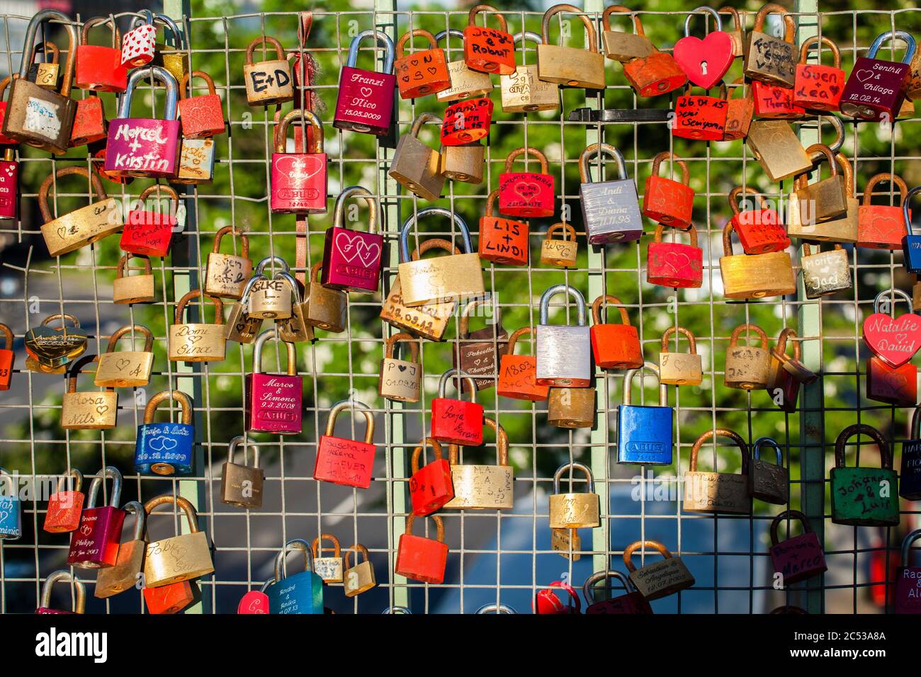 Love locks on a bridge Stock Photo - Alamy