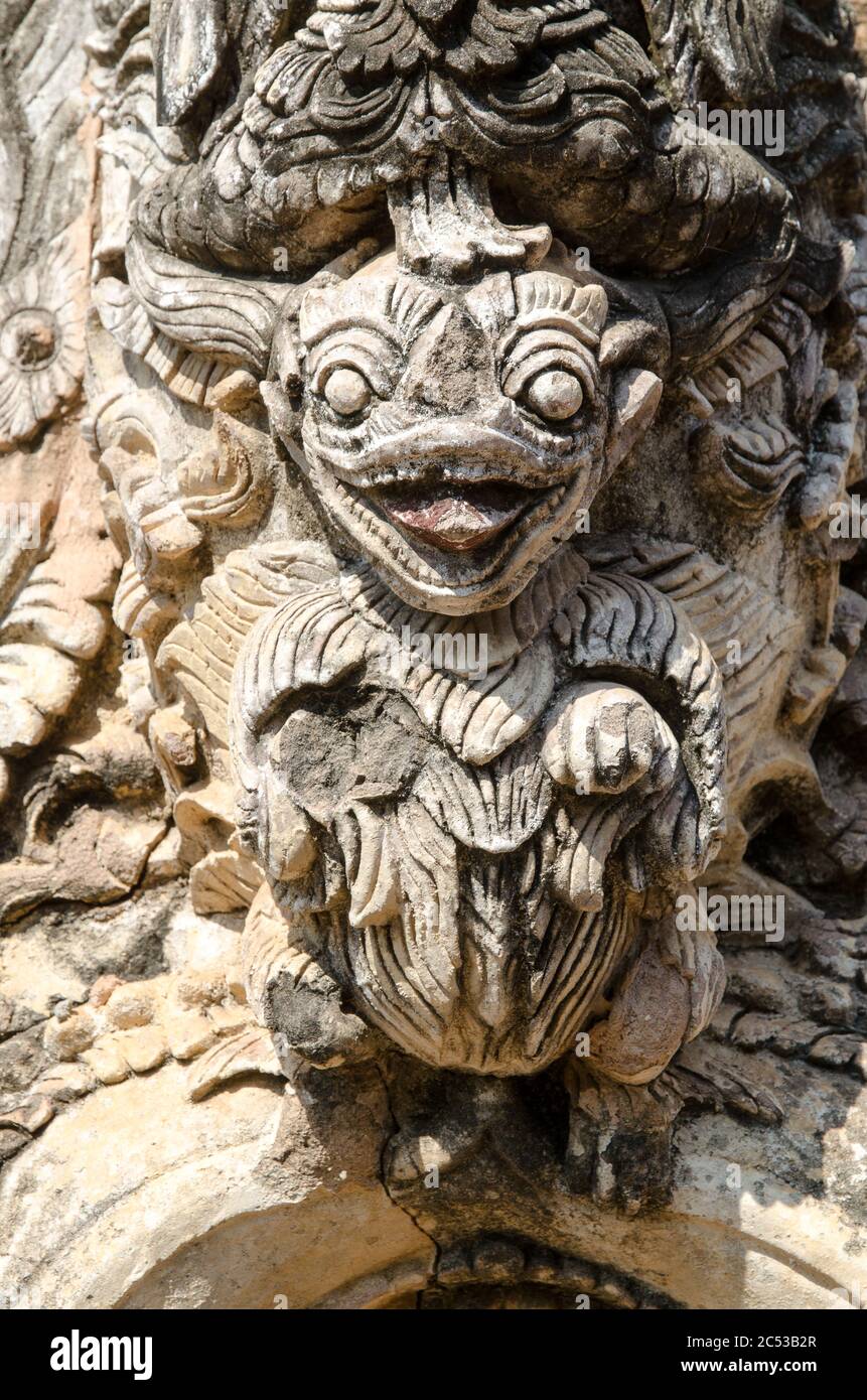 Statuette of the demon outside the temple in Inwa (Ava). Myanmar Stock ...