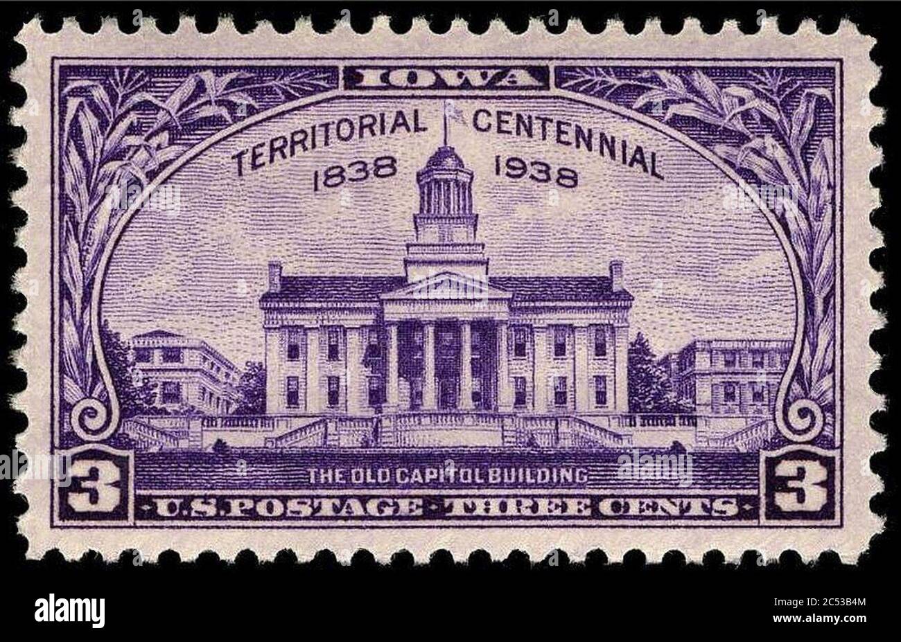 Iowa Territorial centennial stamp 3c 1938 issue Stock Photo - Alamy