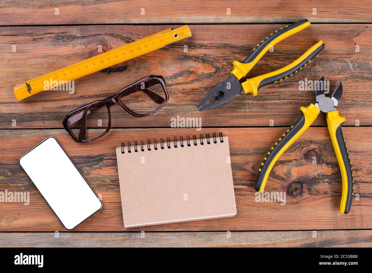 Different tools on desk hi-res stock photography and images - Alamy