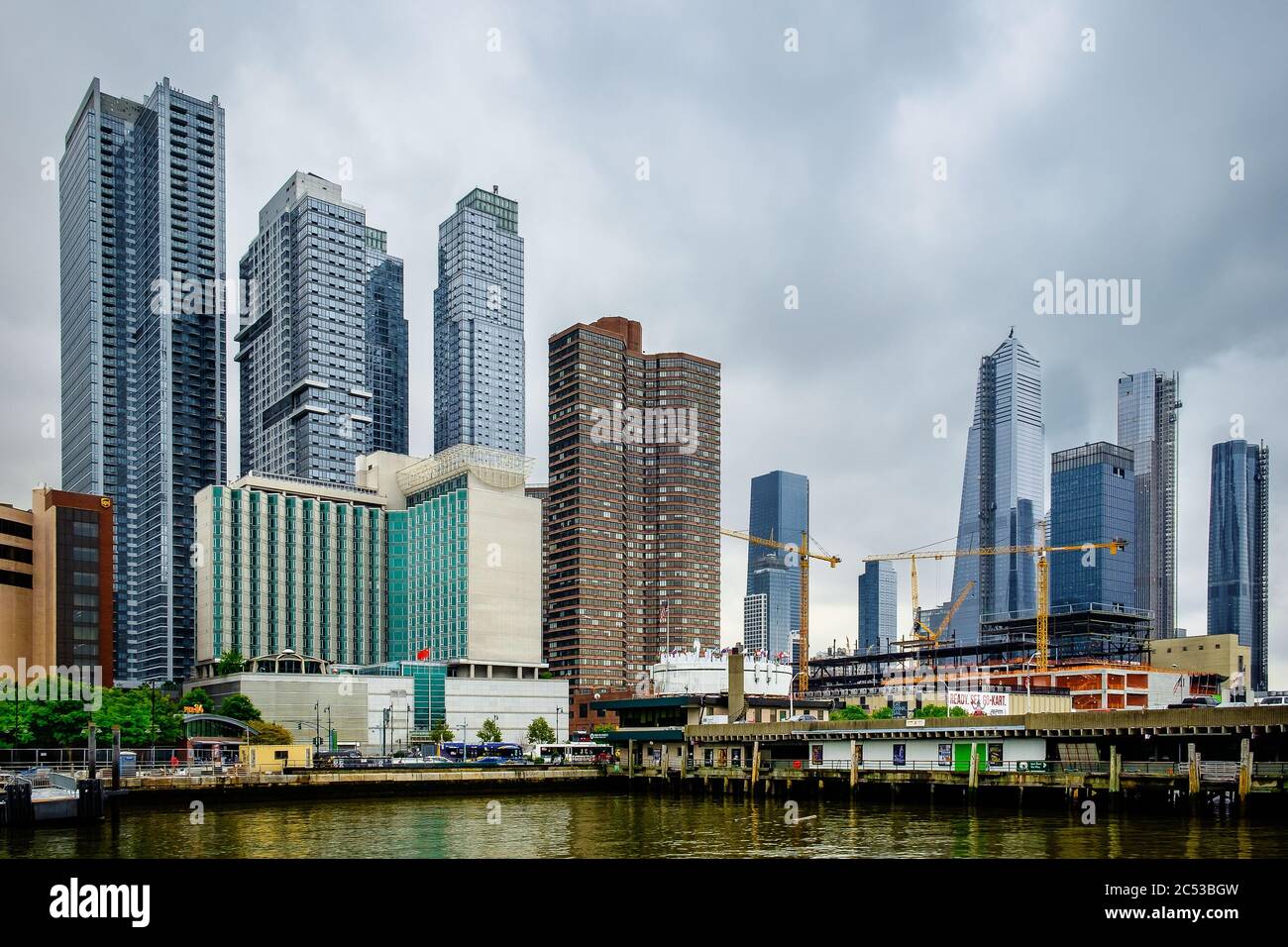 NYC, USA, May 2019, view from a pier by the Hudson River of the 12th ...