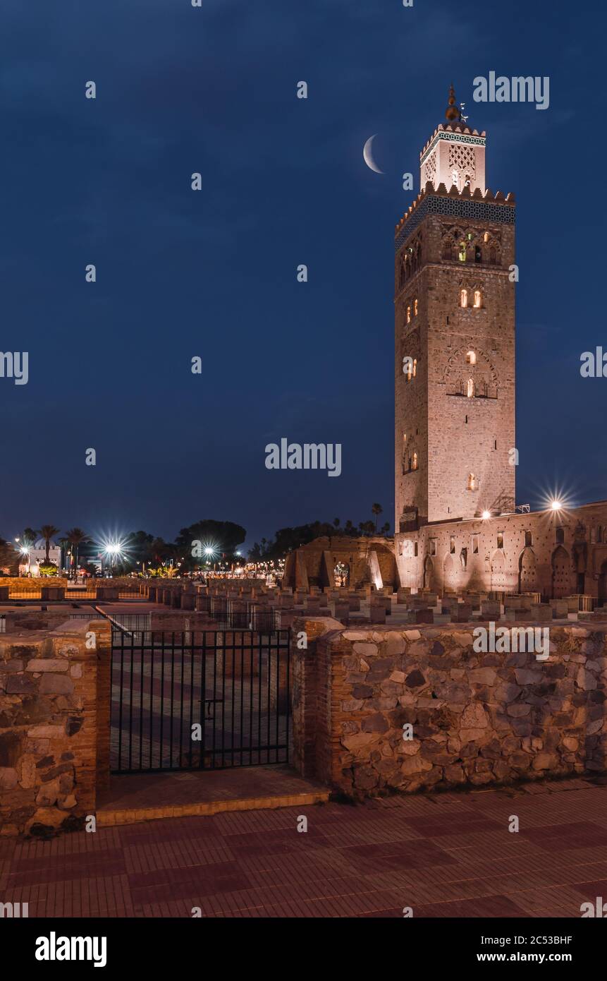 Marrakech mosque moon hi-res stock photography and images - Alamy