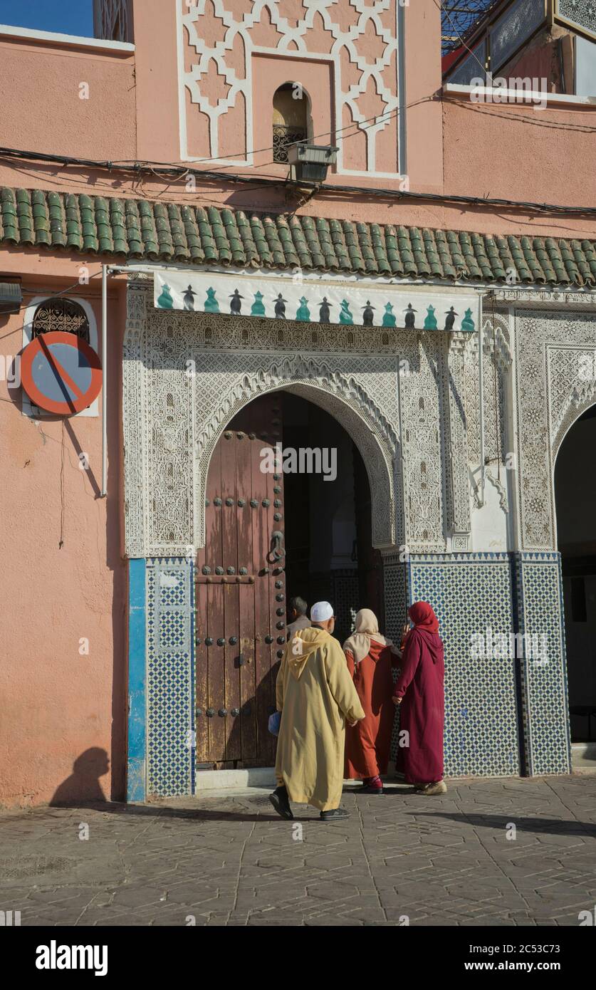 Mosque by the souks of the medina old town in Marrakesh,Morocco Stock ...