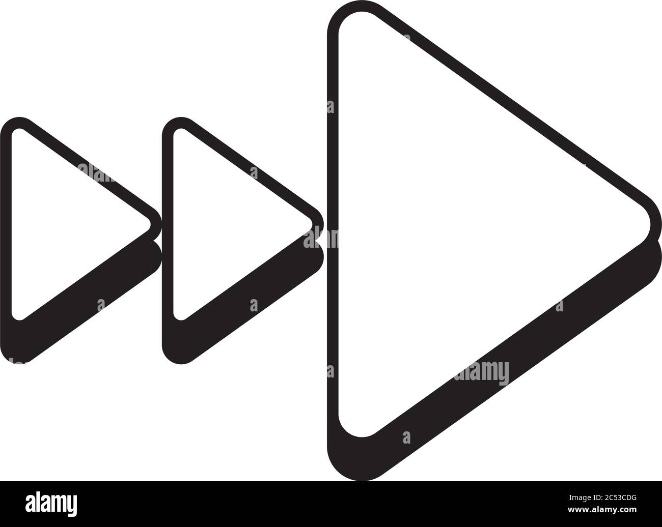 forward arrows icon over white background, line style, vector ...