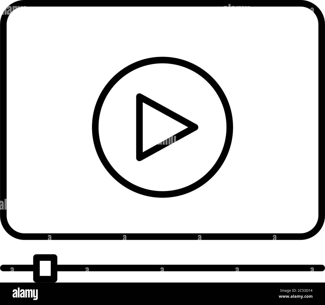 video player symbol icon over white background, line style, vector ...