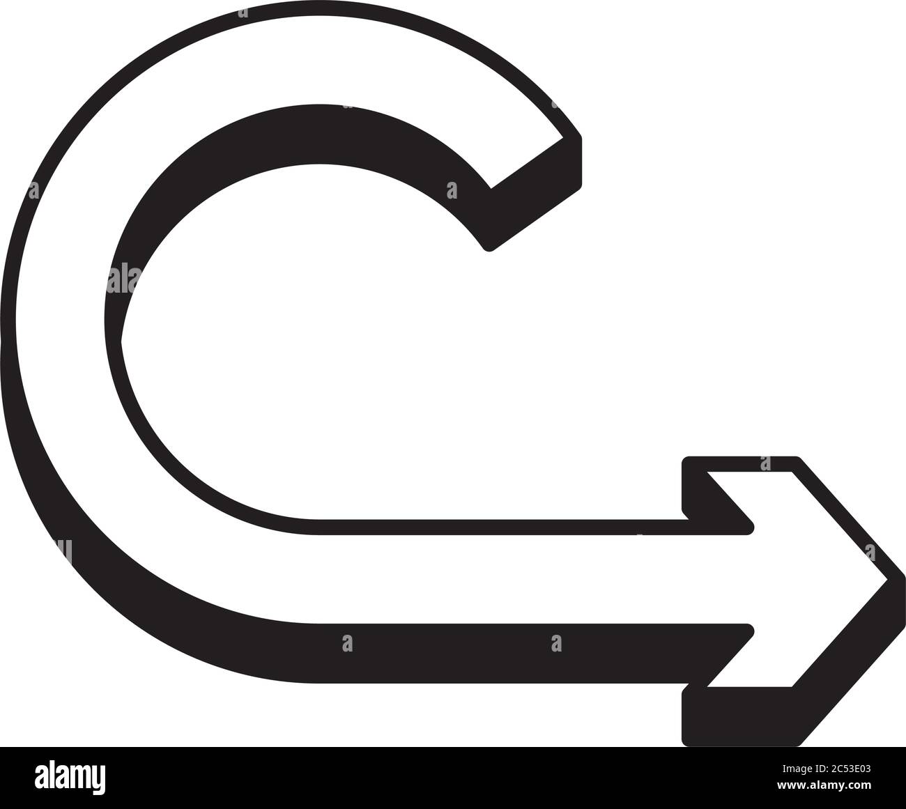 flexible arc arrow icon over white background, line style, vector ...