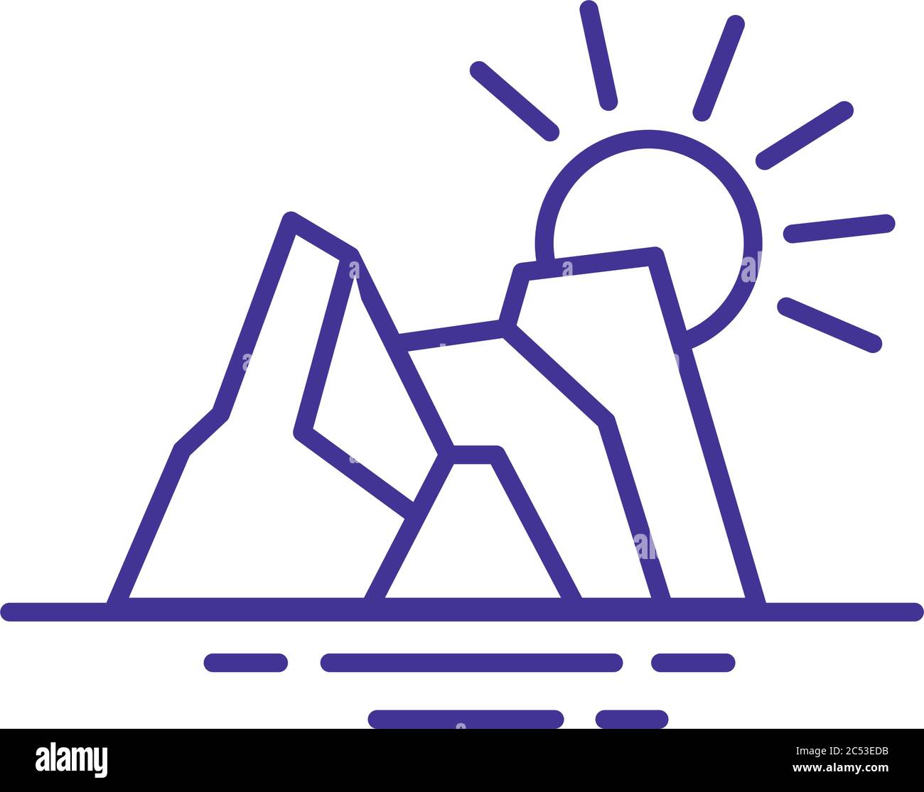 big rock landscape scene line style vector illustration design Stock ...