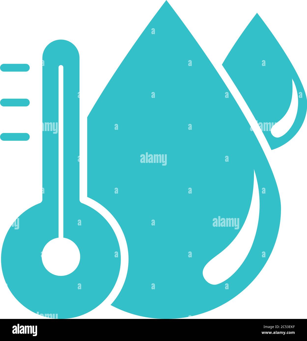 water drops thermometer temperature nature liquid blue silhouette style ...