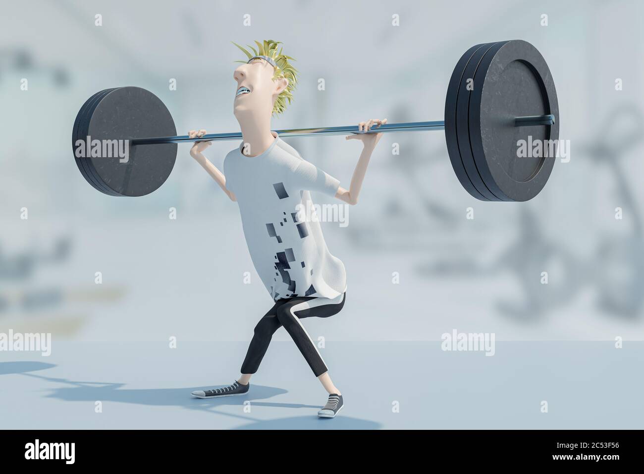 Weak man lifting heavy weight hi-res stock photography and images - Alamy