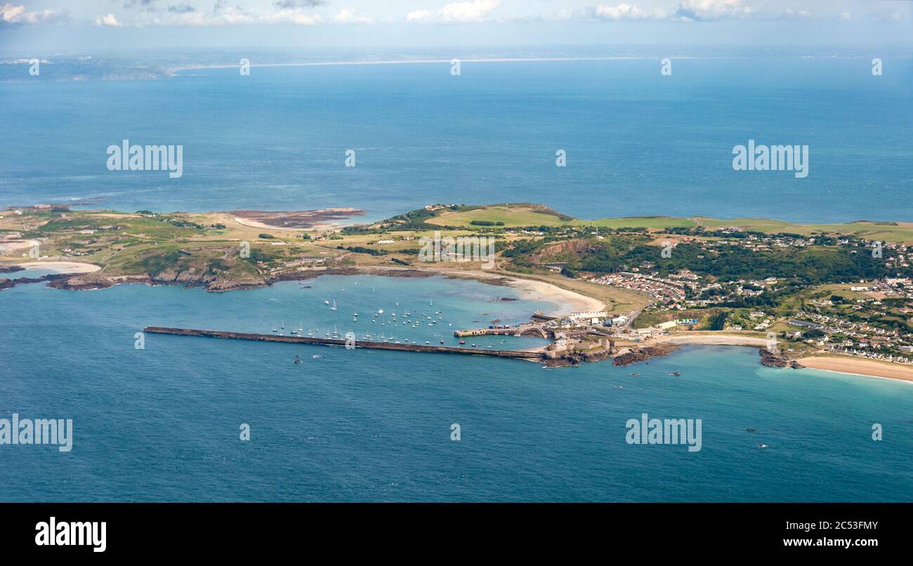 Aerial view of Alderney in the Channel Islands Stock Photo - Alamy