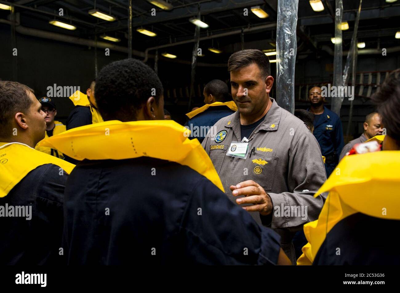 INSURV inspection aboard USS Germantown 140826 Stock Photo - Alamy