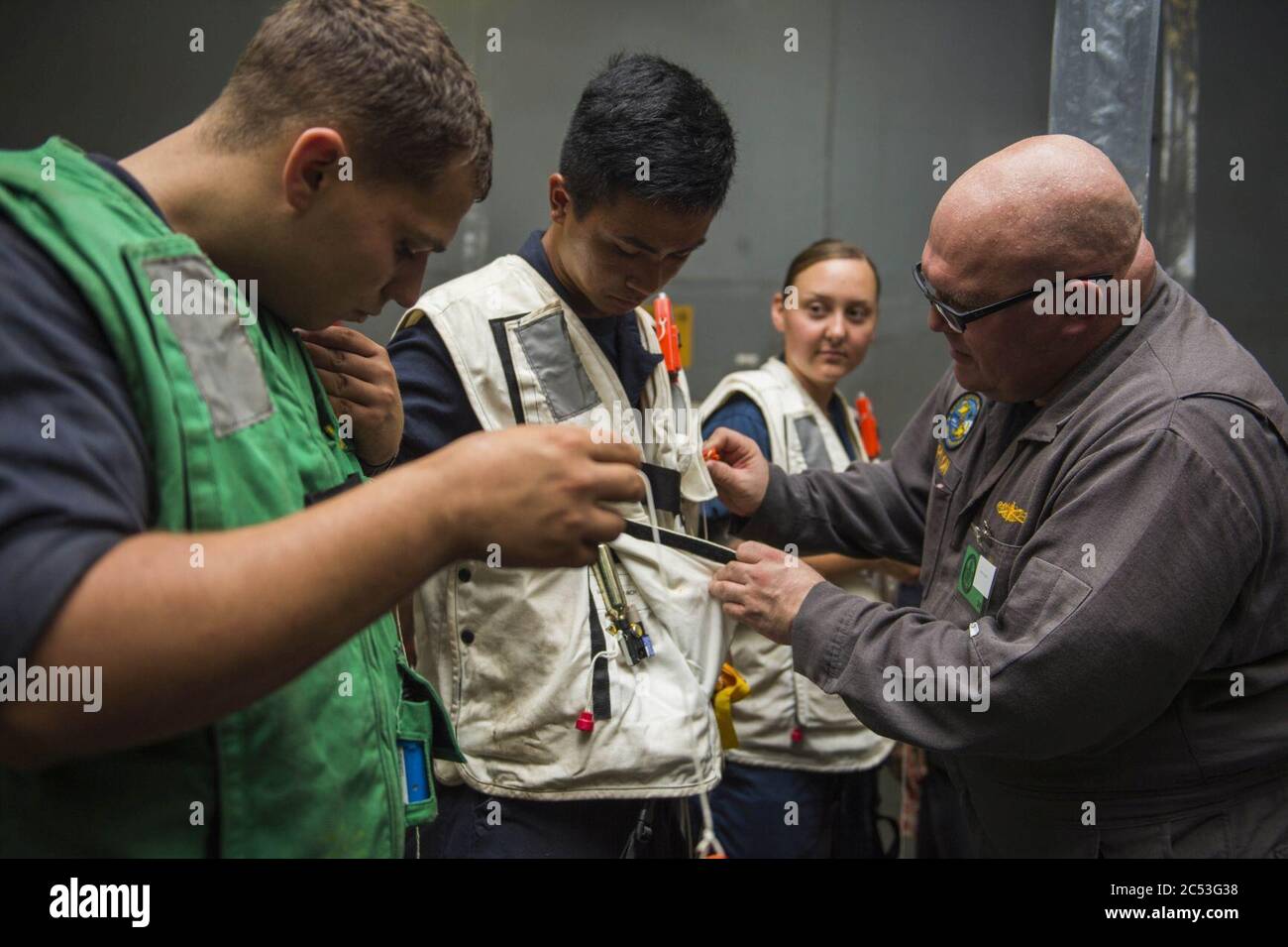 INSURV inspection aboard USS Germantown 140826 Stock Photo - Alamy