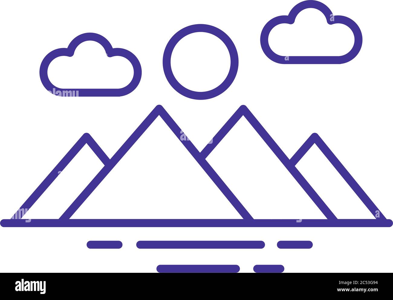 mountains and sun line style icon vector illustration design Stock ...