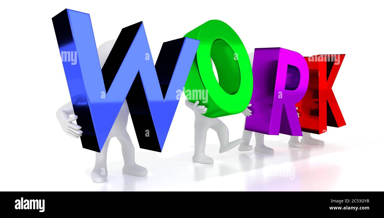 Work - colorful letters - 3D illustration Stock Photo - Alamy