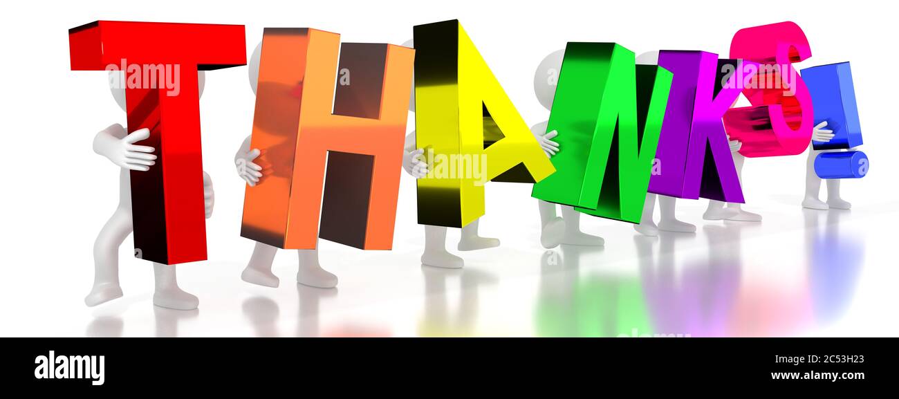 Thanks! - colorful letters - 3D illustration Stock Photo - Alamy