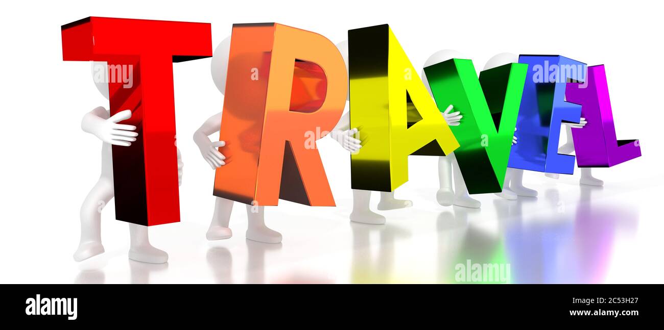 Travel - colorful letters - 3D illustration Stock Photo - Alamy