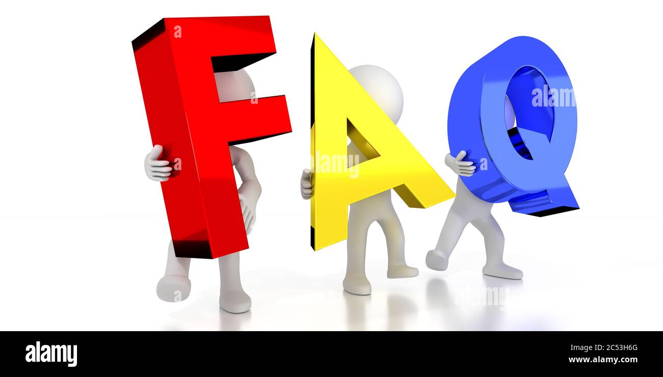 FAQ - frequently asked questions - colorful letters - 3D illustration ...