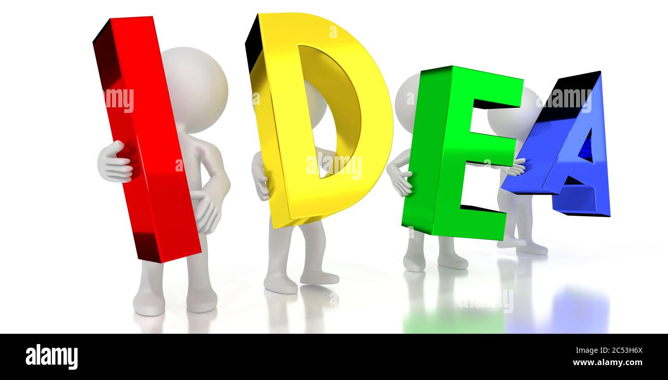 Idea - colorful letters - 3D illustration Stock Photo - Alamy