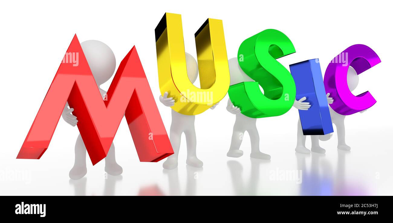 Music - colorful letters - 3D illustration Stock Photo - Alamy